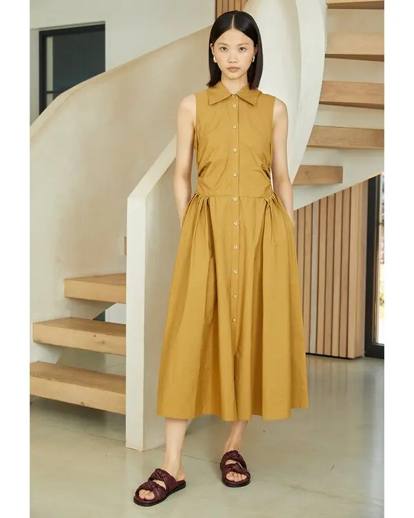 JOVONNA LONDON Sleeveless Collared Midi Dress - Camel