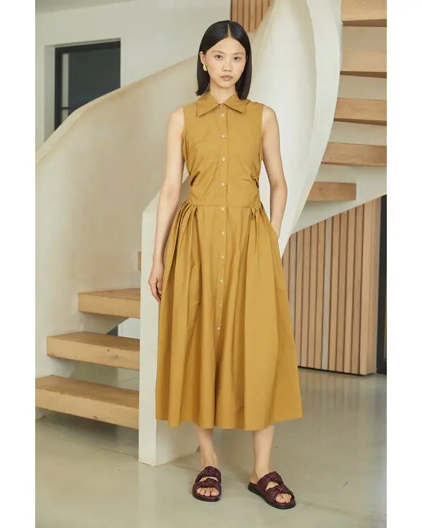 JOVONNA LONDON Sleeveless Collared Midi Dress - Camel