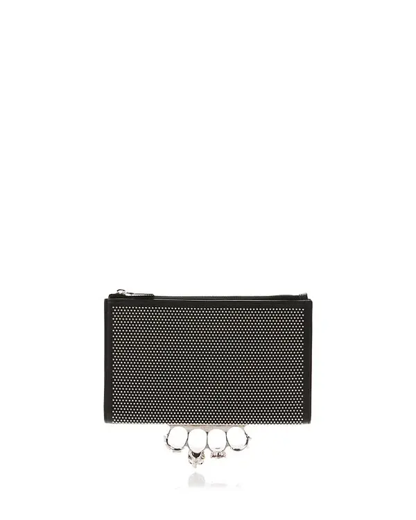 Alexander McQueen Knuckles Micro Stud Leather Clutch - Black