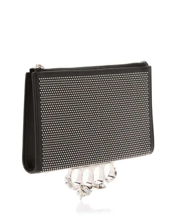 Alexander McQueen Knuckles Micro Stud Leather Clutch