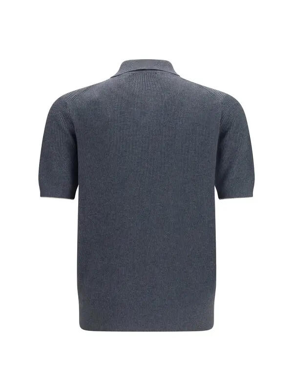 Brunello Cucinelli Cotton Ribbed Polo - Gray
