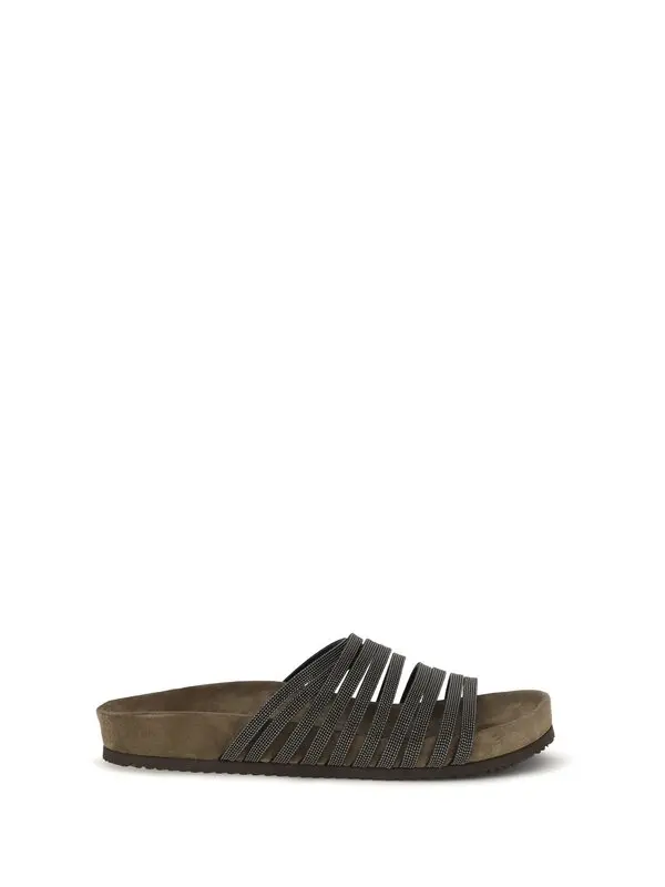 Brunello Cucinelli Embellished Lace-up Slides