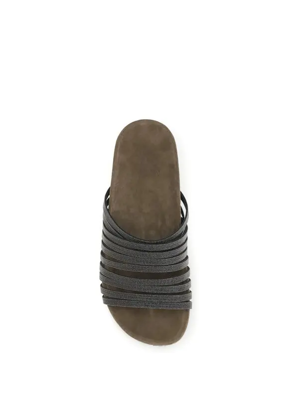 Brunello Cucinelli Embellished Lace-up Slides