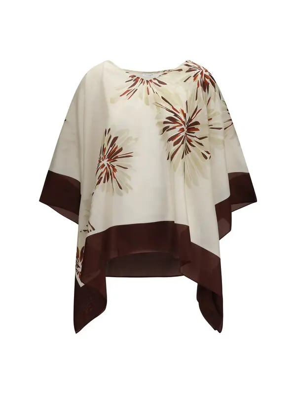 Brunello Cucinelli Silk Blouse With Floral Print - Multicolor