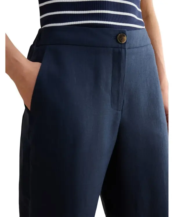 HOBBS LONDON Lillie Cropped Linen Trousers - Navy