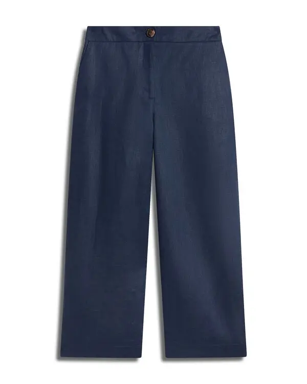 HOBBS LONDON Lillie Cropped Linen Trousers - Navy