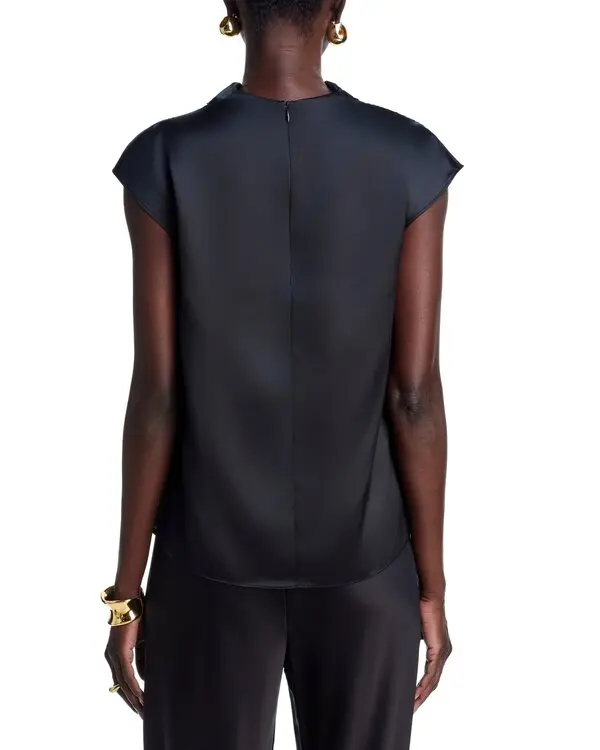 ARGENT Ruched Silk Blouse - Black
