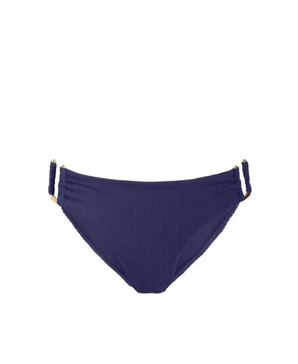 CHANGE OF SCENERY Layla U-bar Trim Textured Low-rise Hipster Bikini Bottom - Navy Texture
