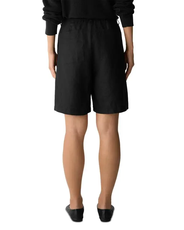 Eileen Fisher Linen Relaxed Fit Shorts - Black