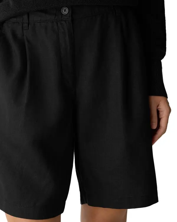 Eileen Fisher Linen Relaxed Fit Shorts - Black