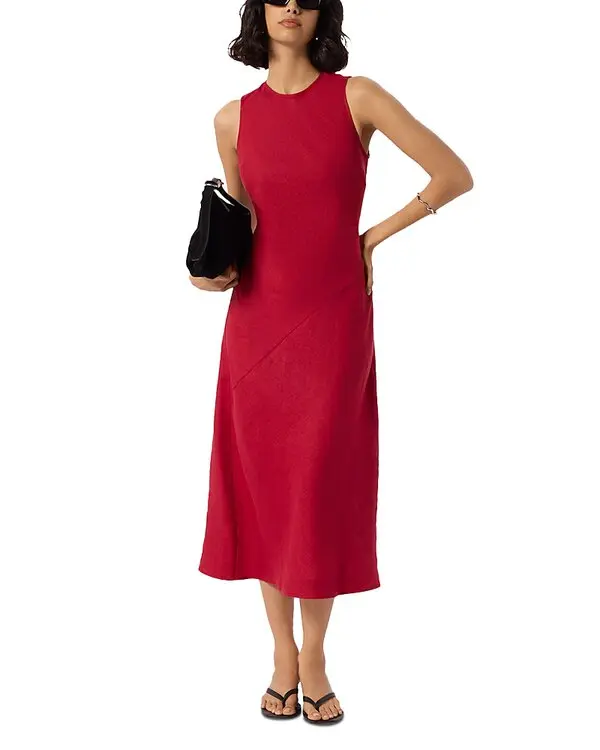 Whistles Bias Cut Linen Midi Dress