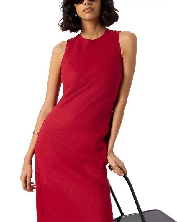 Whistles Bias Cut Linen Midi Dress