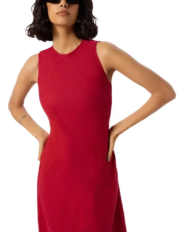 Whistles Bias Cut Linen Midi Dress