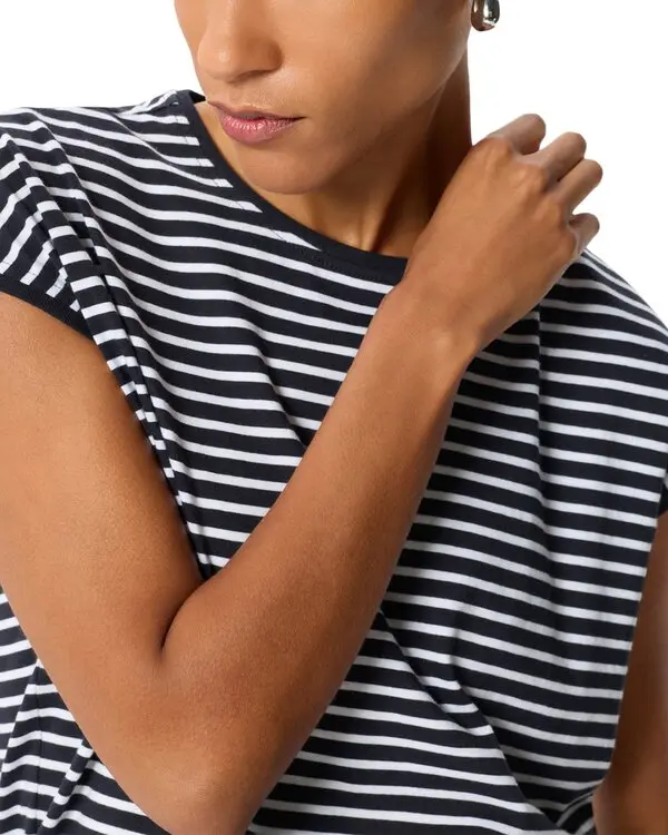 Whistles Cap Sleeve Striped Cotton Tee