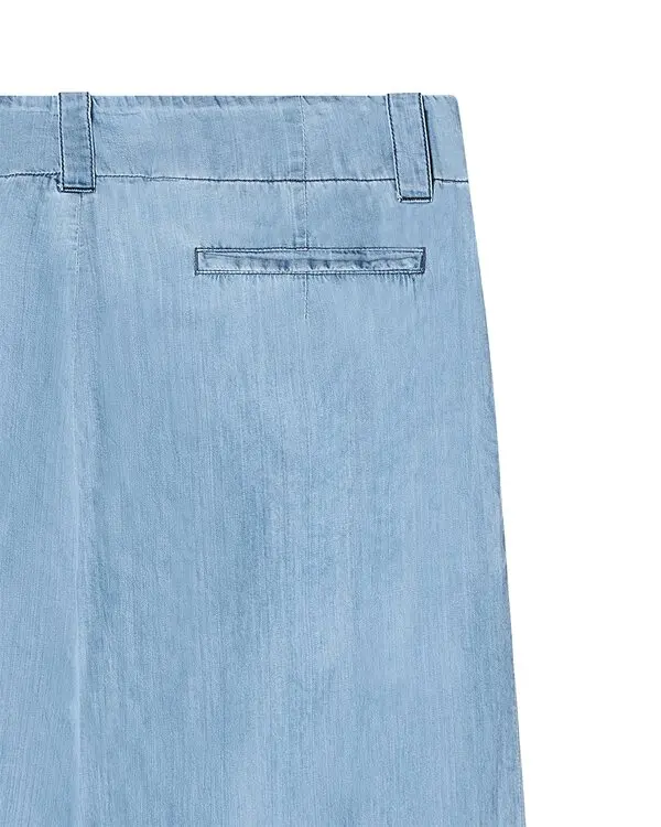 Emporio Armani Icon Cotton Chambray Wide-leg Trousers