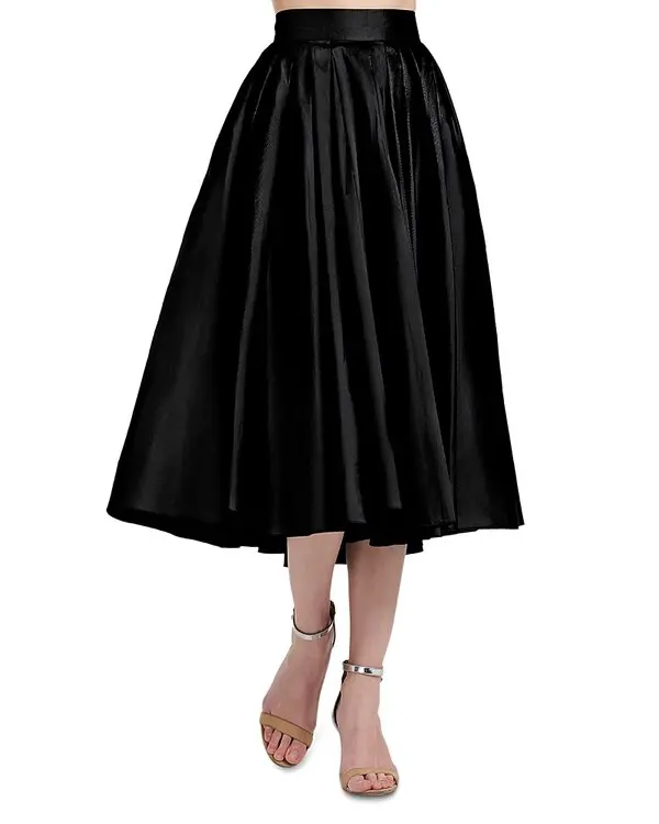 EMILY SHALANT Tea Length Pleated Taffeta Skirt - Black