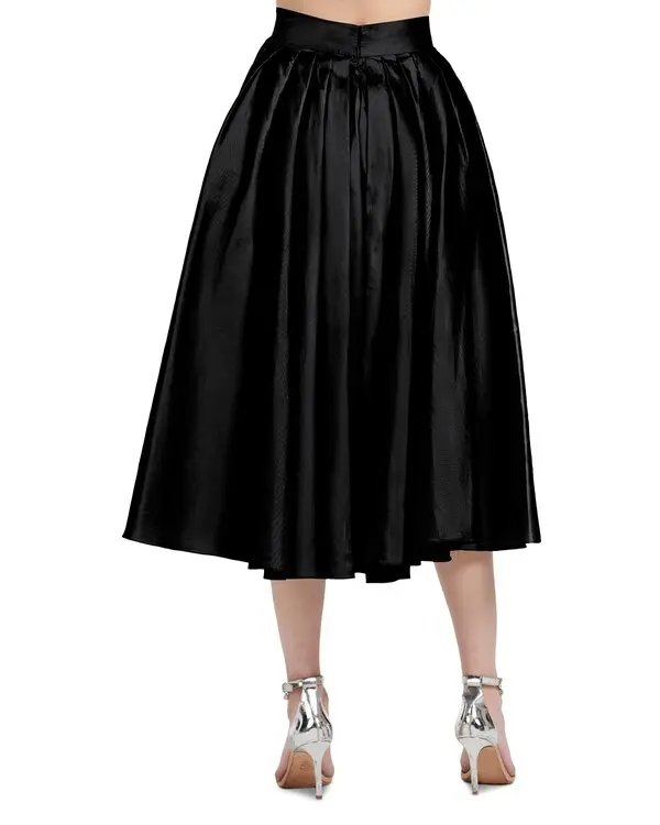 EMILY SHALANT Tea Length Pleated Taffeta Skirt - Black