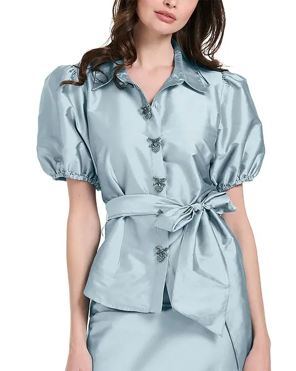 EMILY SHALANT Taffeta Puff Sleeve Blouse