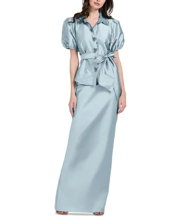 EMILY SHALANT Taffeta Puff Sleeve Blouse