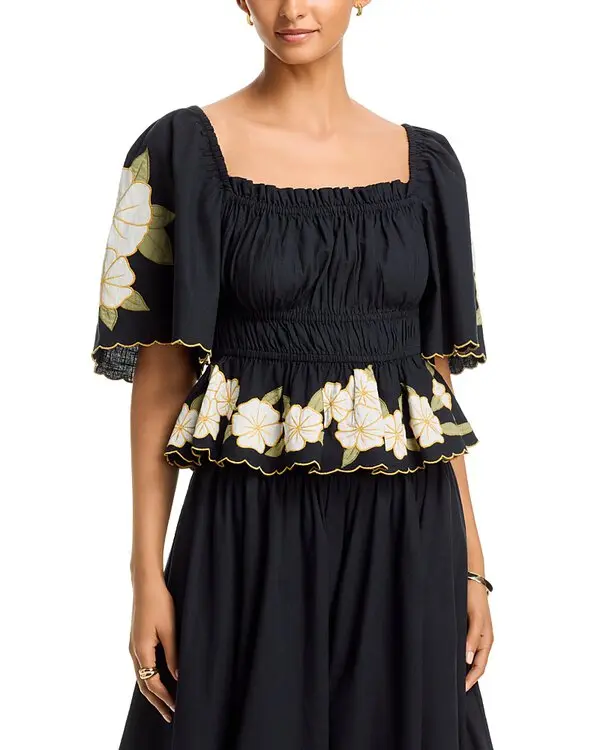 AREA STARS Gia Floral Top - Black Multi