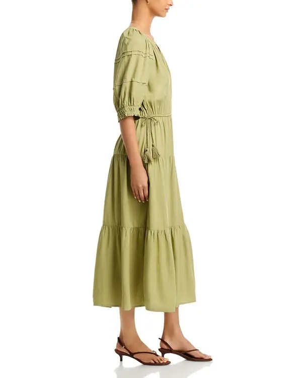AREA STARS Side Tie Tiered Midi Dress