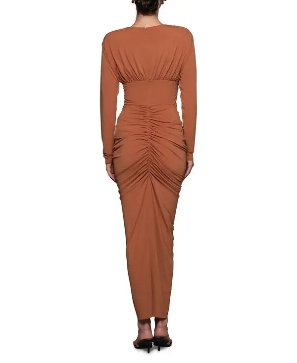 ET OCHS Draped Ruched Midi Dress - Rust/copper