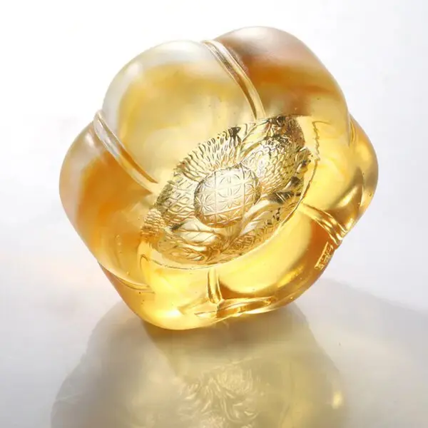 LIULI Limited Edition Auspiciousness In Gold Crystal Glass Figure