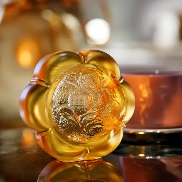 LIULI Limited Edition Auspiciousness In Gold Crystal Glass Figure