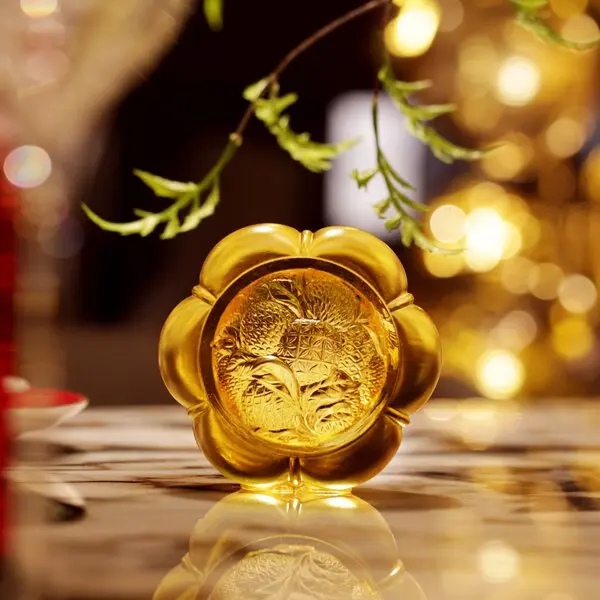 LIULI Limited Edition Auspiciousness In Gold Crystal Glass Figure