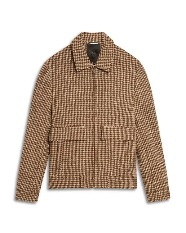 Ted Baker London Baglan Harrington Jacket In Houndstooth Wool