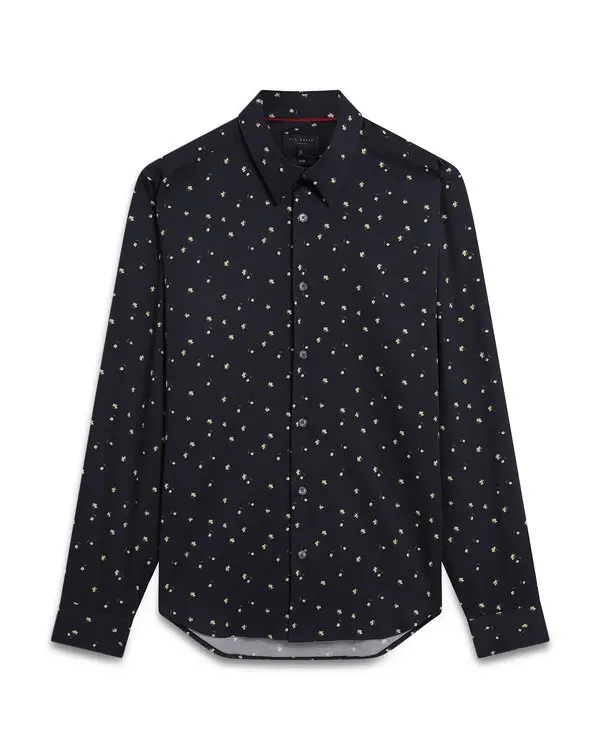 Ted Baker London Iskran Slim Fit Ditsy Floral Shirt - Navy