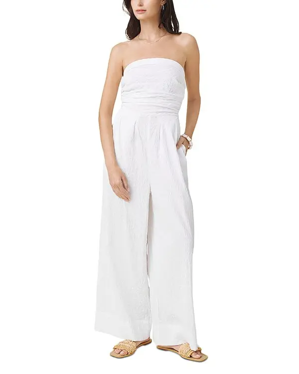 Splendid Strapless Wide Leg Jumpsuit - White