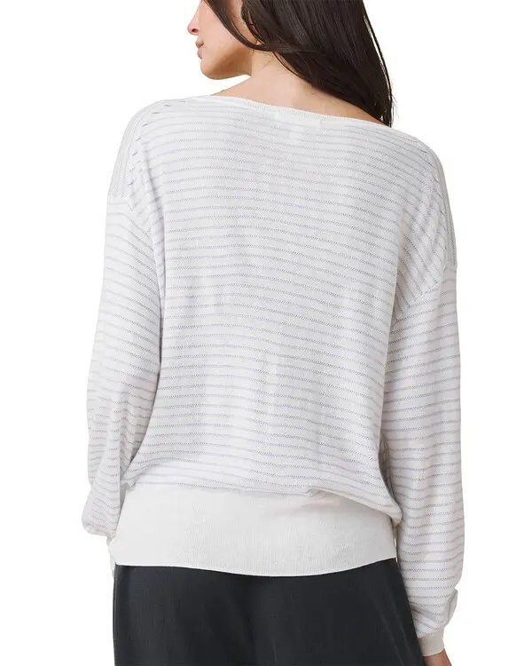 Splendid Erica Striped V-neck Sweater - White/azure