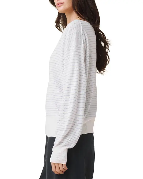 Splendid Erica Striped V-neck Sweater - White/azure