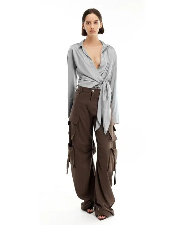 MOTHER OF ALL Gisele Wrap Top - Silver