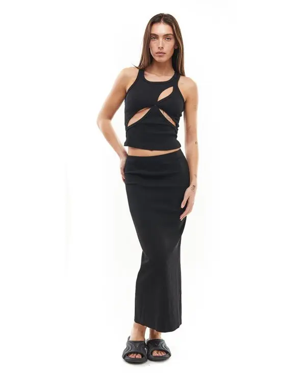 MOTHER OF ALL Ariel Rib Cut Out Top - Black