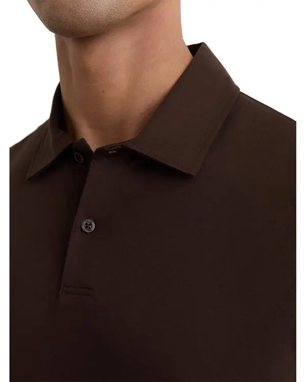 REISS Earl Slim Fit Airwater Cotton Polo Shirt - Brown