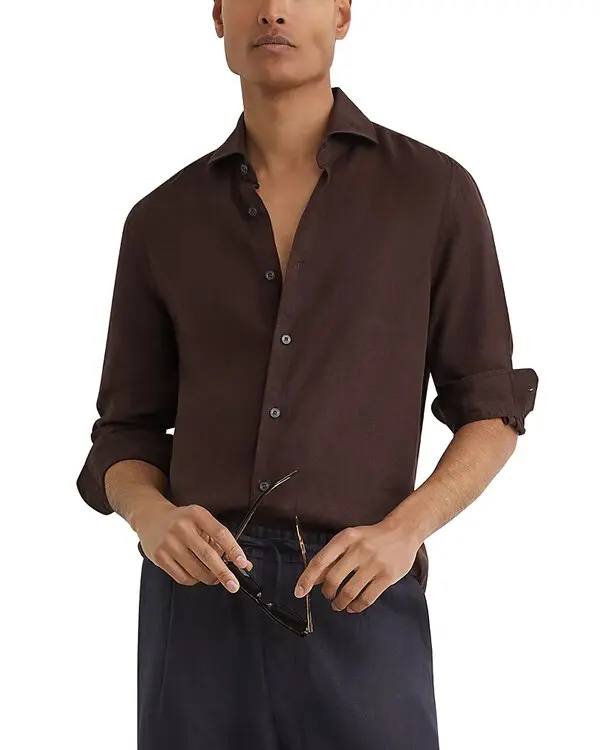 REISS Ruban Long Sleeve Linen Shirt
