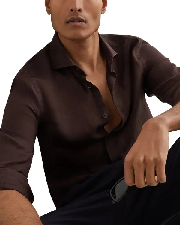 REISS Ruban Long Sleeve Linen Shirt