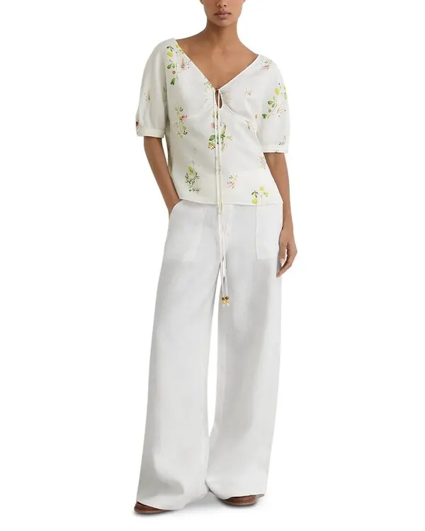 REISS Qunicy Floral Keyhole Top