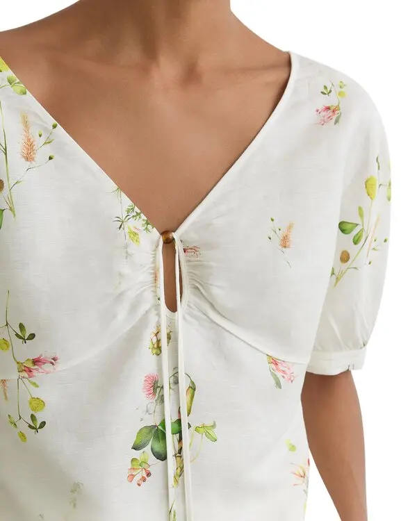 REISS Qunicy Floral Keyhole Top