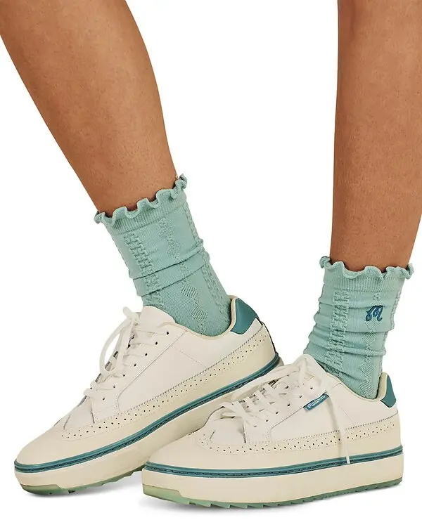 MALBON Allita Socks With Ruffled Trim - Surf Spray