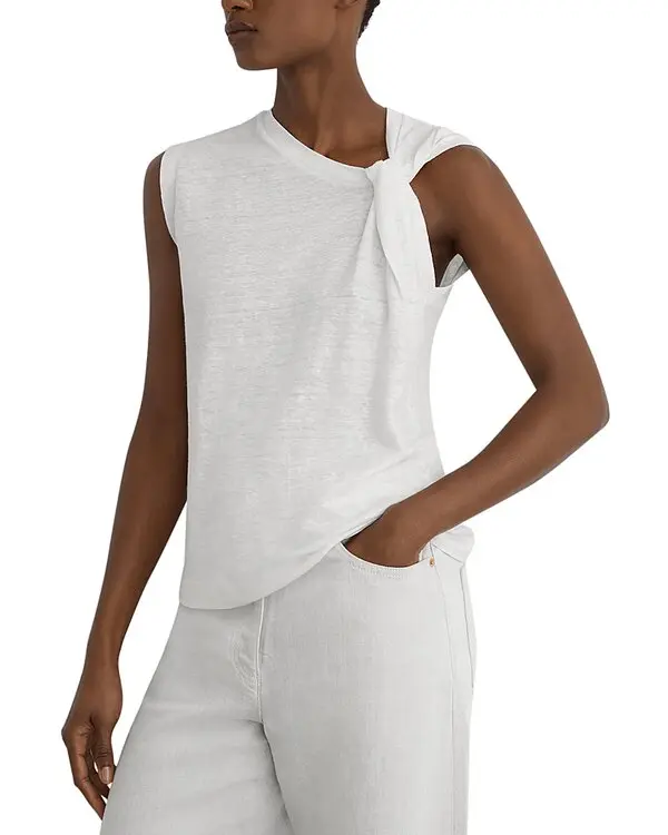 REISS Taylor Twisted Linen Tank Top
