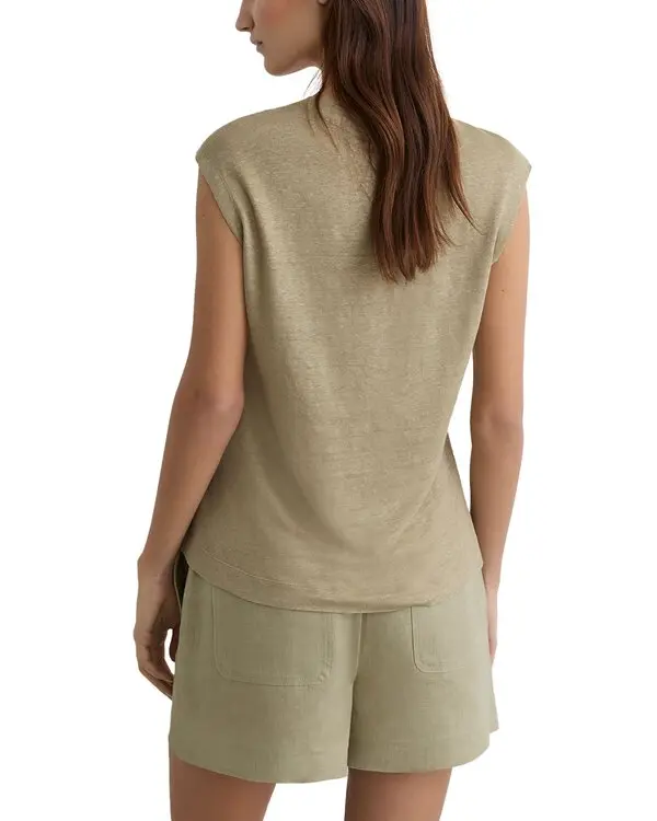 REISS Taylor Linen Tee With Knot Detail