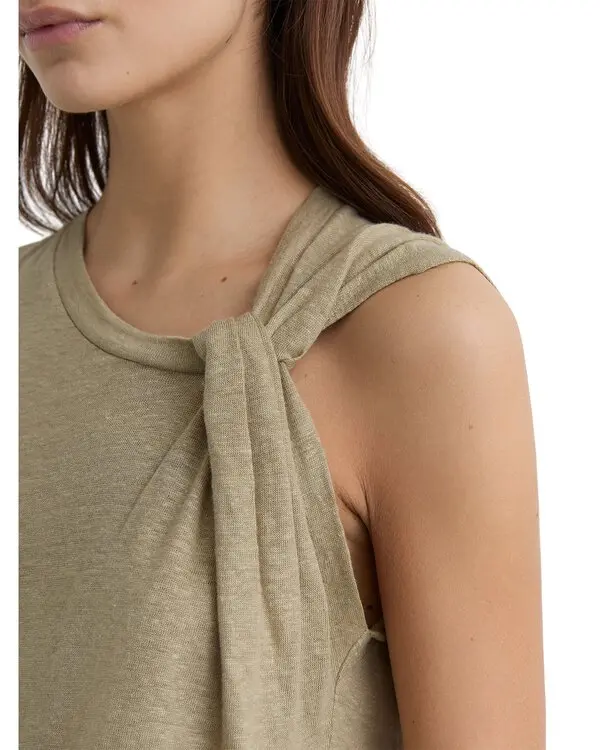 REISS Taylor Linen Tee With Knot Detail