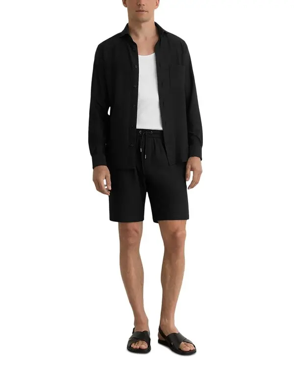 REISS Solarko Long Sleeve Seersucker Shirt - Black