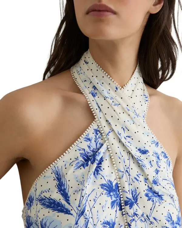 REISS Petite Printed Cotton Dress