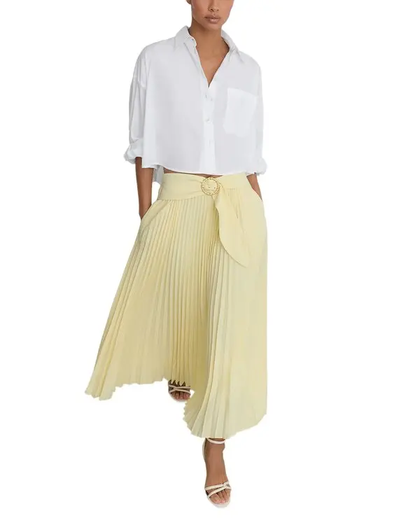 REISS Belted Pleated Midi Skirt