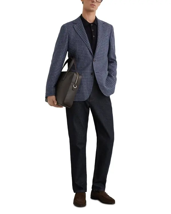 REISS Romana Tailored Fit Single Breasted Two Button Notch Dogstooth Blazer