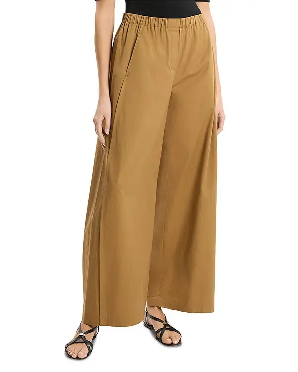 Theory Wide Leg Cotton Pants - Bronze